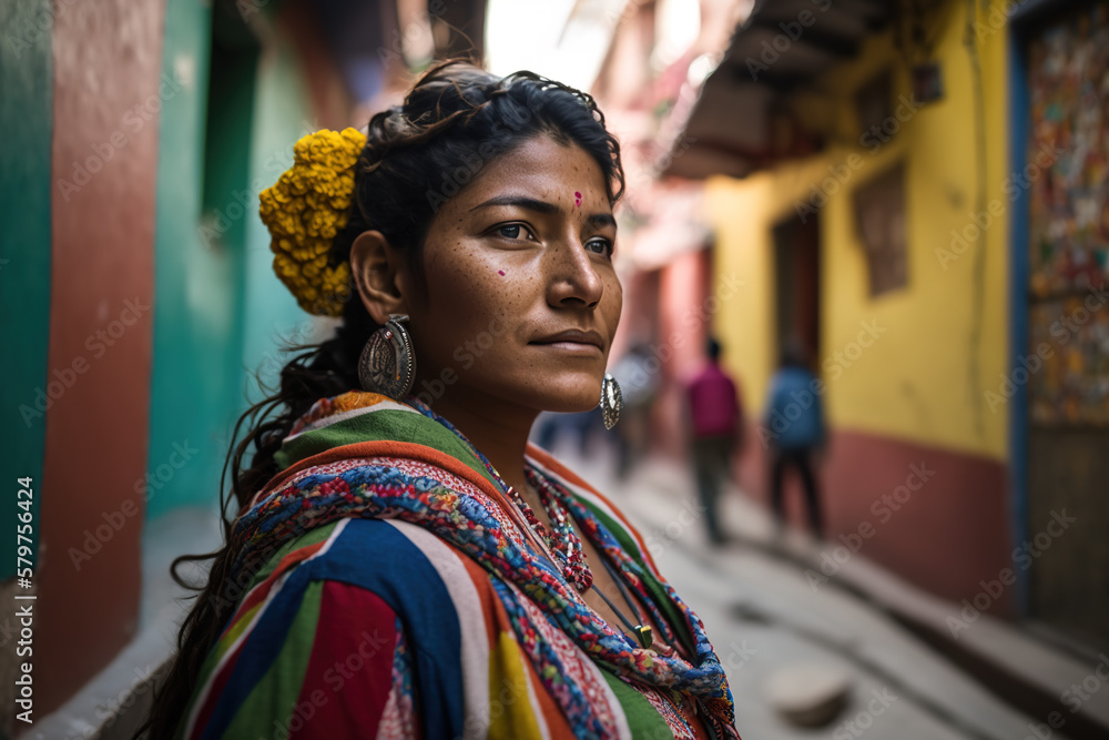Peruvian woman in poverty. Indigenous woman. generate by ai ilustración ...