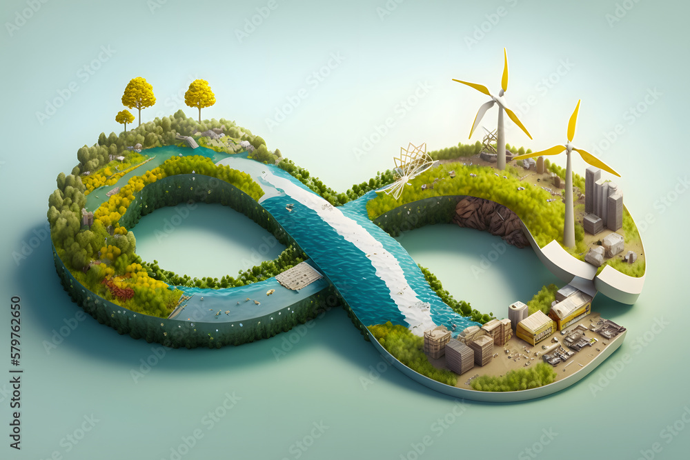 infinity sign made out of multiple environment cross section with ...