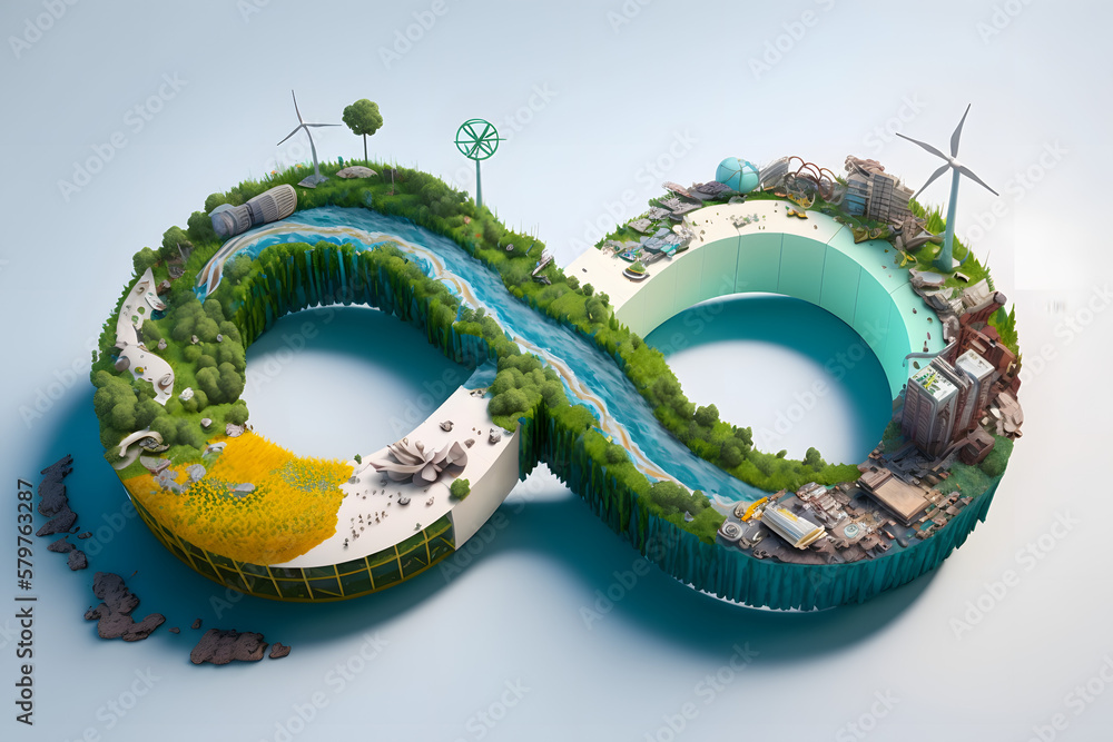 infinity sign made out of multiple environment cross section with ...