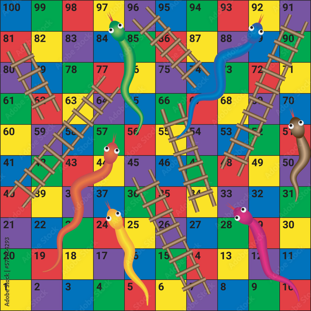 Snakes and Ladders Board Template Printable Vector Stock Vector | Adobe ...