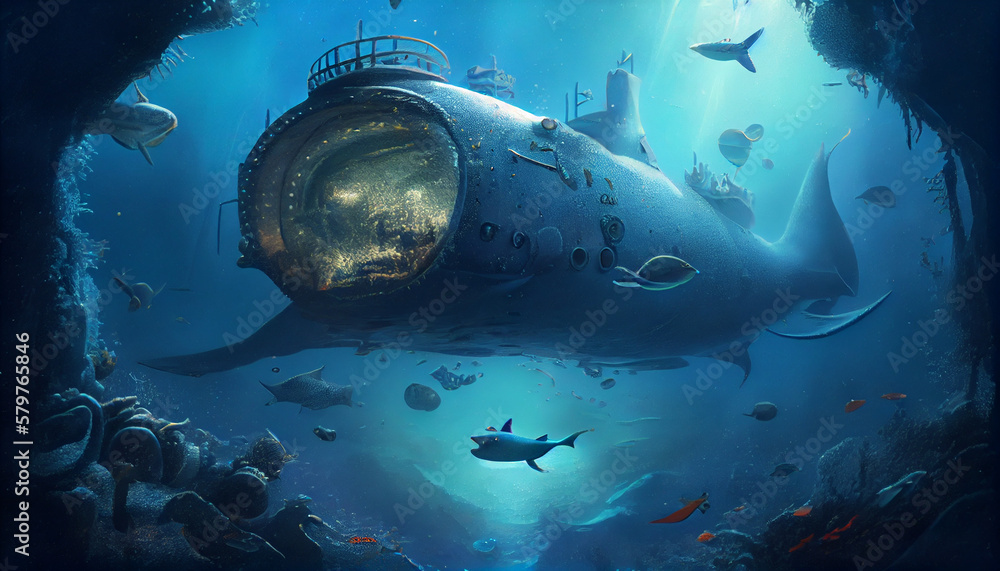 Deep-sea_exploration_with submarines_and_underwater Ai generated image ...