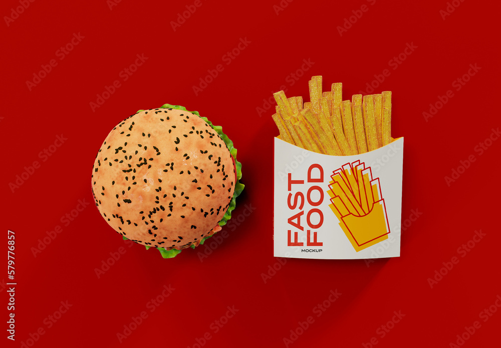 Top View of Fast Food Mockup Stock Template | Adobe Stock