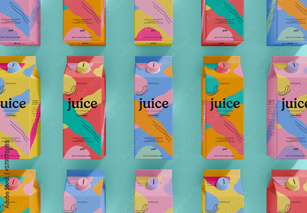 Juice Carton Box Mockup Stock Template | Adobe Stock