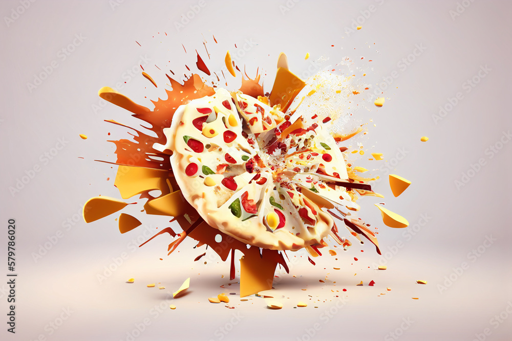 Pizza Pattern for pizzeria menu. Pieces of Italian pizza scatter to ...