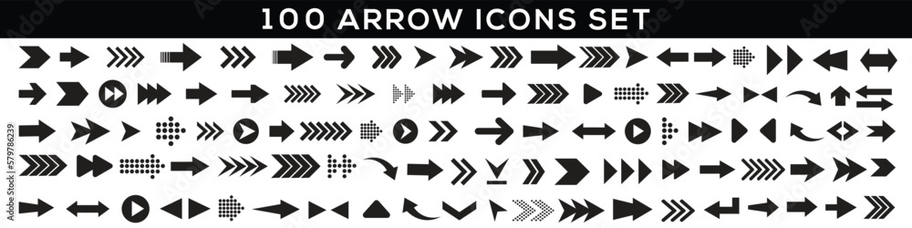 100 arrow icons. Arrow icons. Mega set of vector arrows. Arrows. Arrow ...