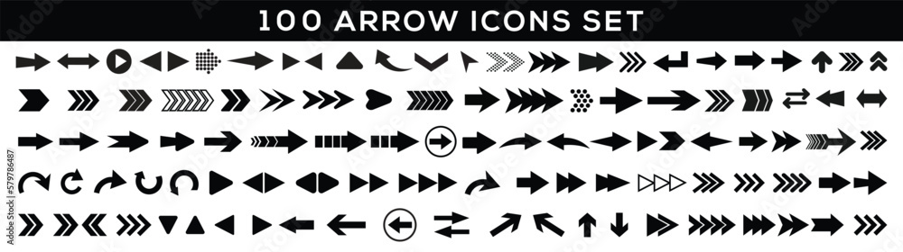 100 arrow icons. Arrow icons. Mega set of vector arrows. Arrows big ...