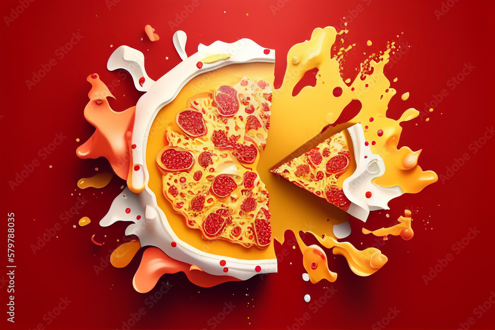 Pizza Pattern for pizzeria menu. Pieces of Italian pizza scatter to ...