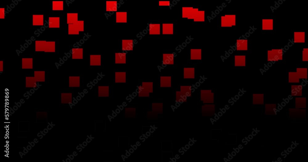 Pixel art, square falling down, chaos. Pixel rain on black background ...