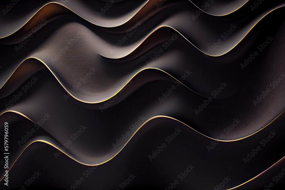 Abstract gold and black background with smooth shapes. Generative AI ...