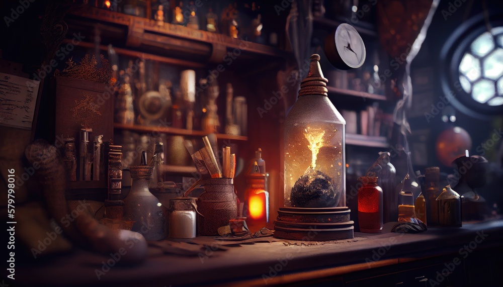 Finely Detailed and Complex Esoteric Magic Shop in Stunning Standard ...