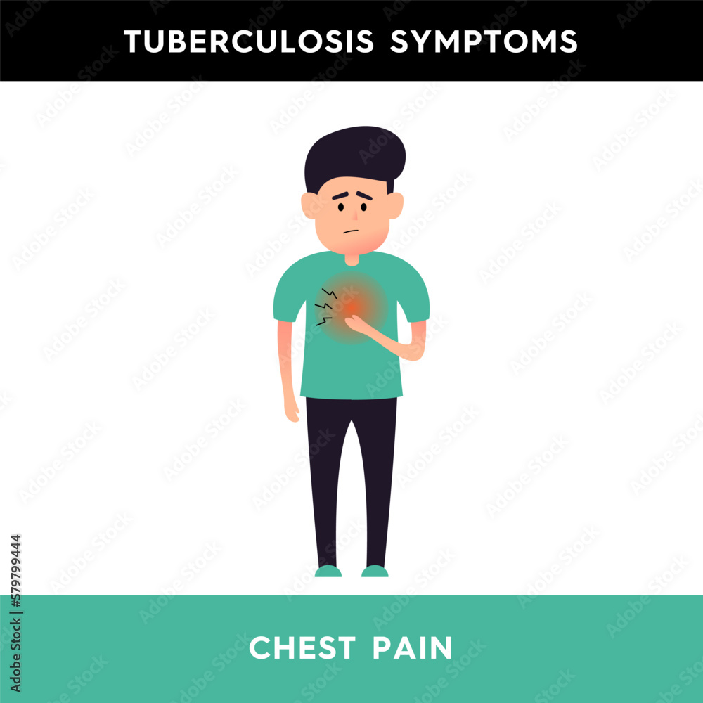 Vector illustration of a man who has a chest pain. A person with ...