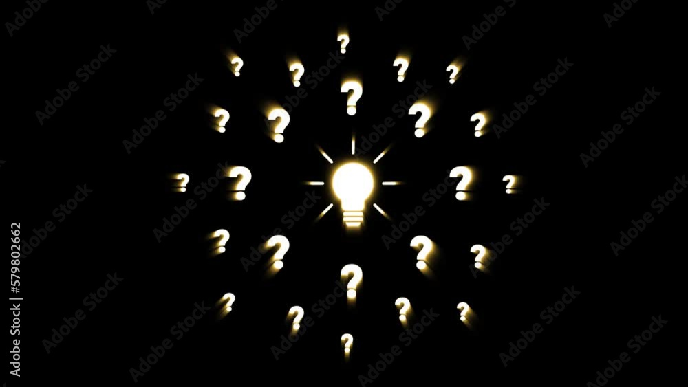Magical Light Bulb with Glowing Question mark around it in dark ...