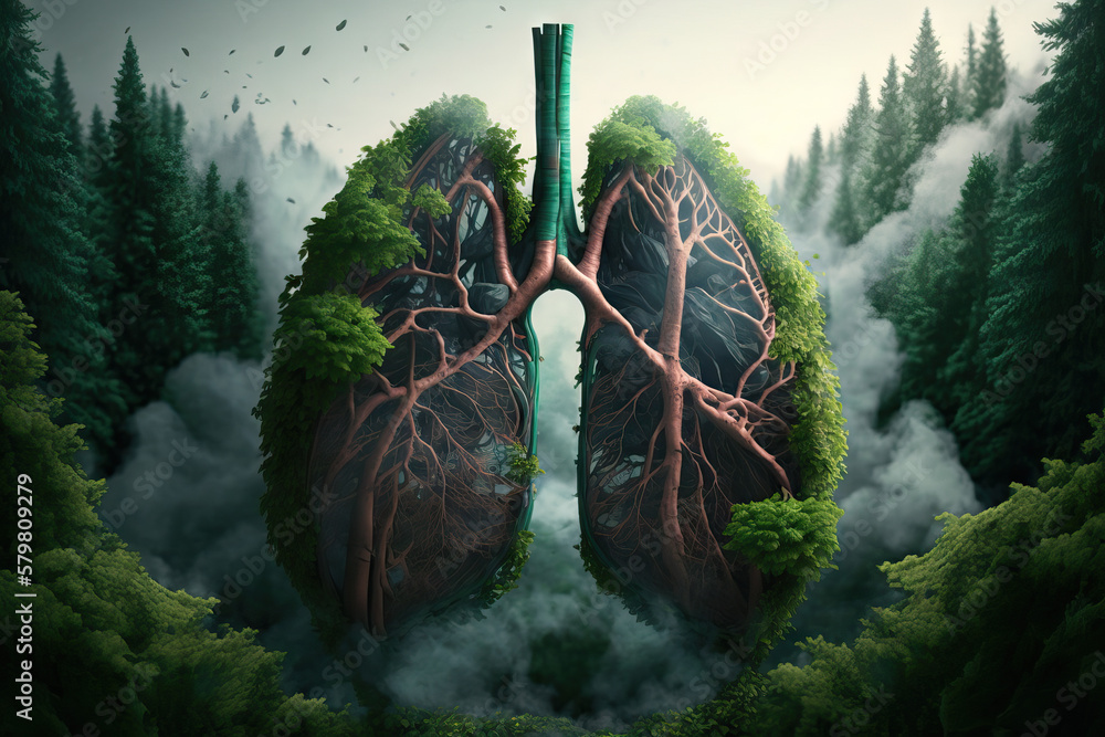 Nature and immune system. The forest, the lungs of Earth. Fresh and ...