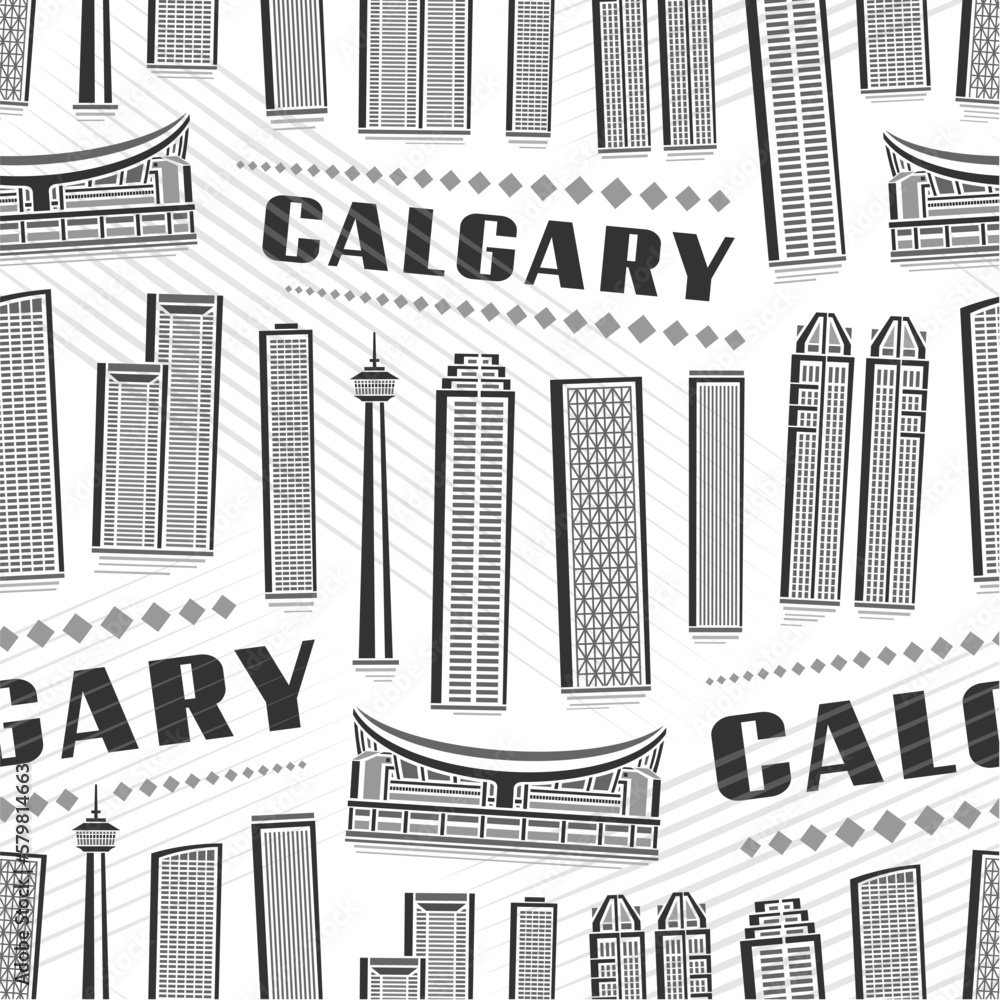 Vector Calgary Seamless Pattern, repeating background with illustration ...