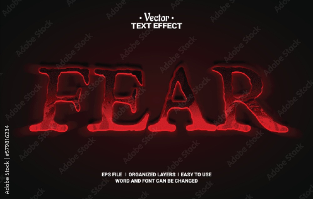 Fear Editable Vector Text Effect. Stock Vector | Adobe Stock