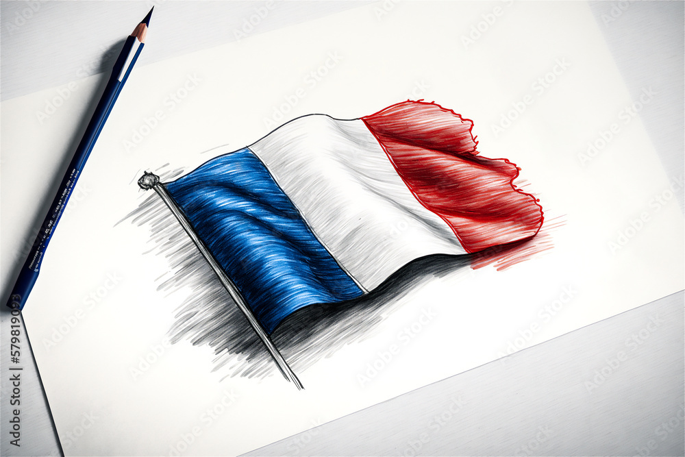 couleurs du drapeau français dessiné au crayon. IA générative Stock ...