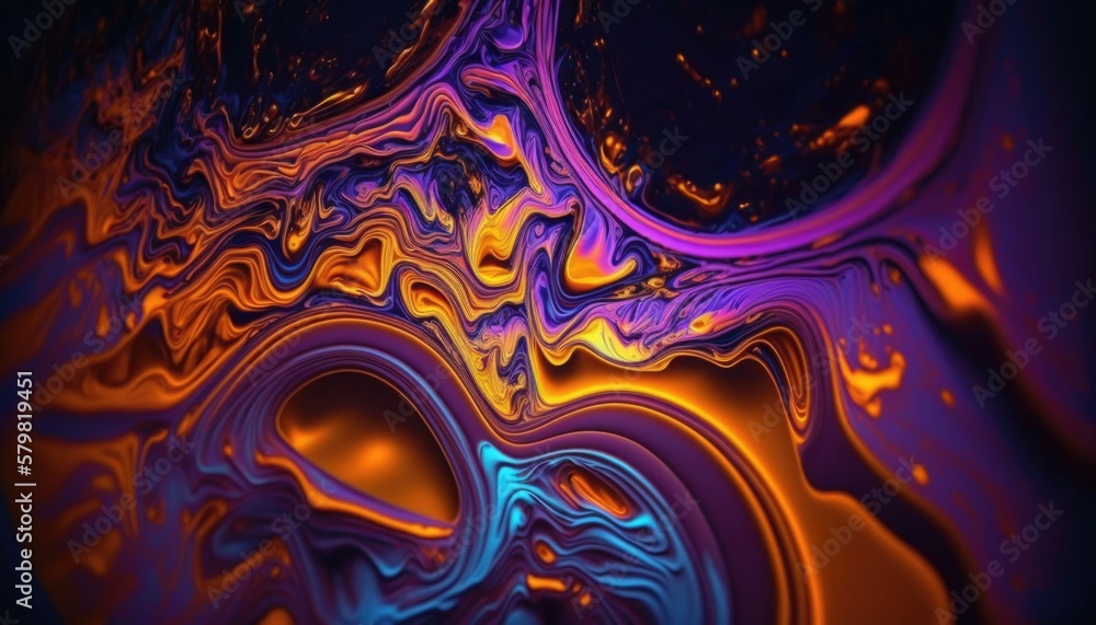 Abstract neon liquid wavy background. Liquid art, marbling texture ...