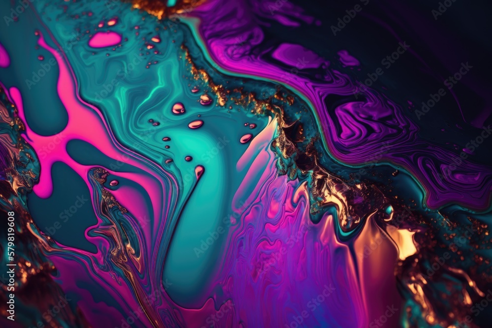 Abstract neon liquid wavy background. Liquid art, marbling texture ...