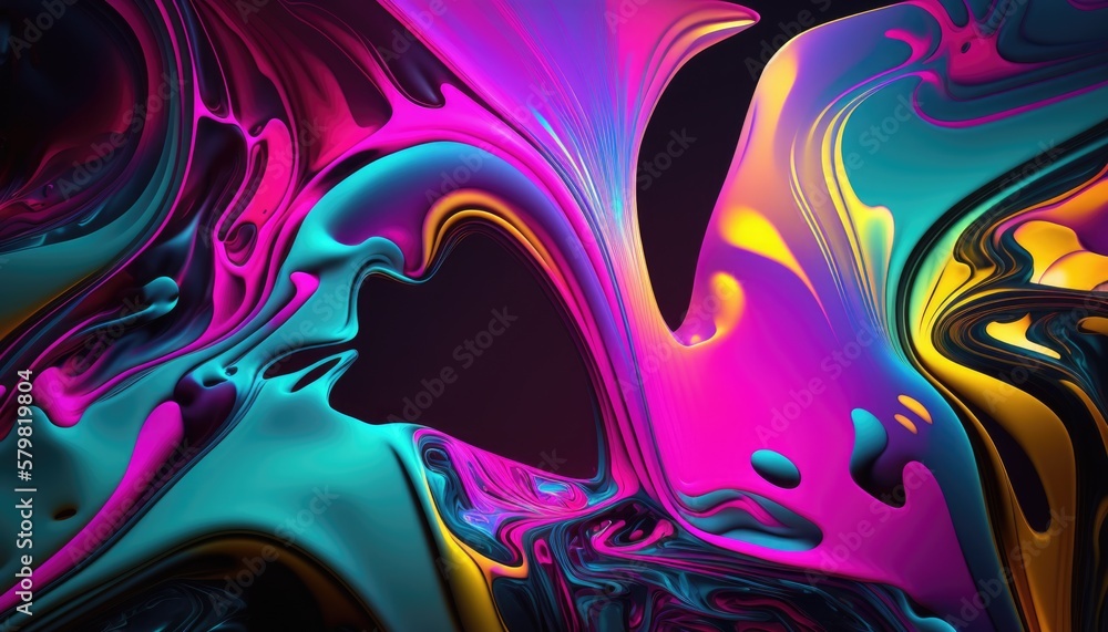 Abstract neon liquid wavy background. Liquid art, marbling texture ...