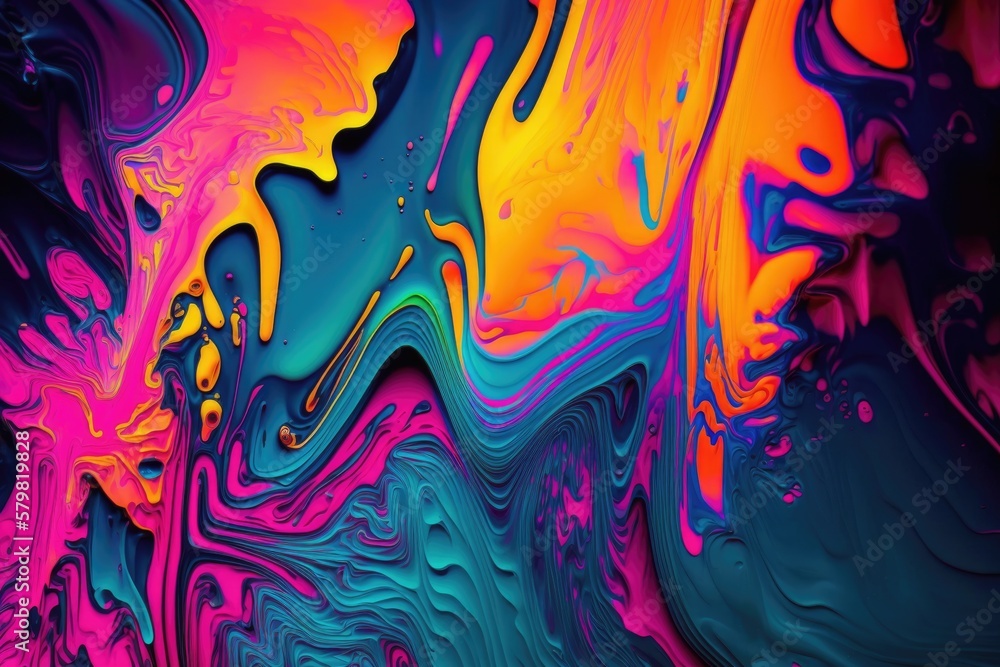 Abstract neon liquid wavy background. Liquid art, marbling texture ...