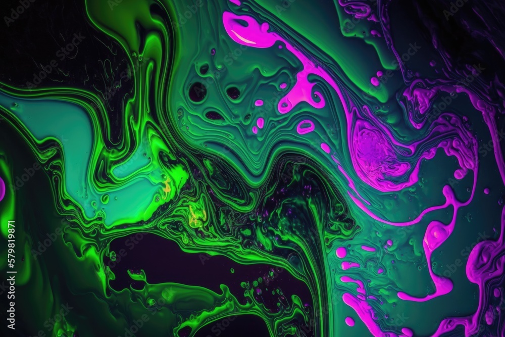 Abstract neon liquid wavy background. Liquid art, marbling texture ...