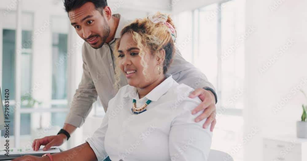 Sexual harassment, touch and uncomfortable with a business man putting ...