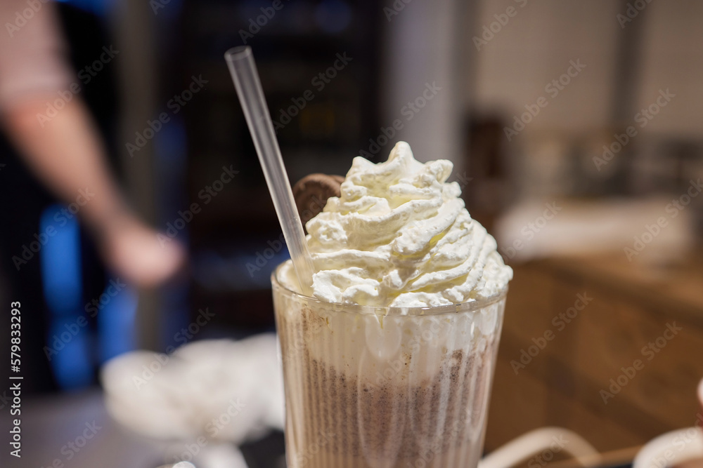Chocolate indulgent frosting exreme milkshake with donut and sweets ...
