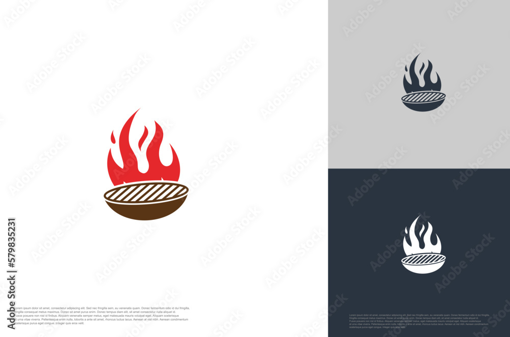 barbecue grilled vector logo template. BBQ, grill food and restaurant ...