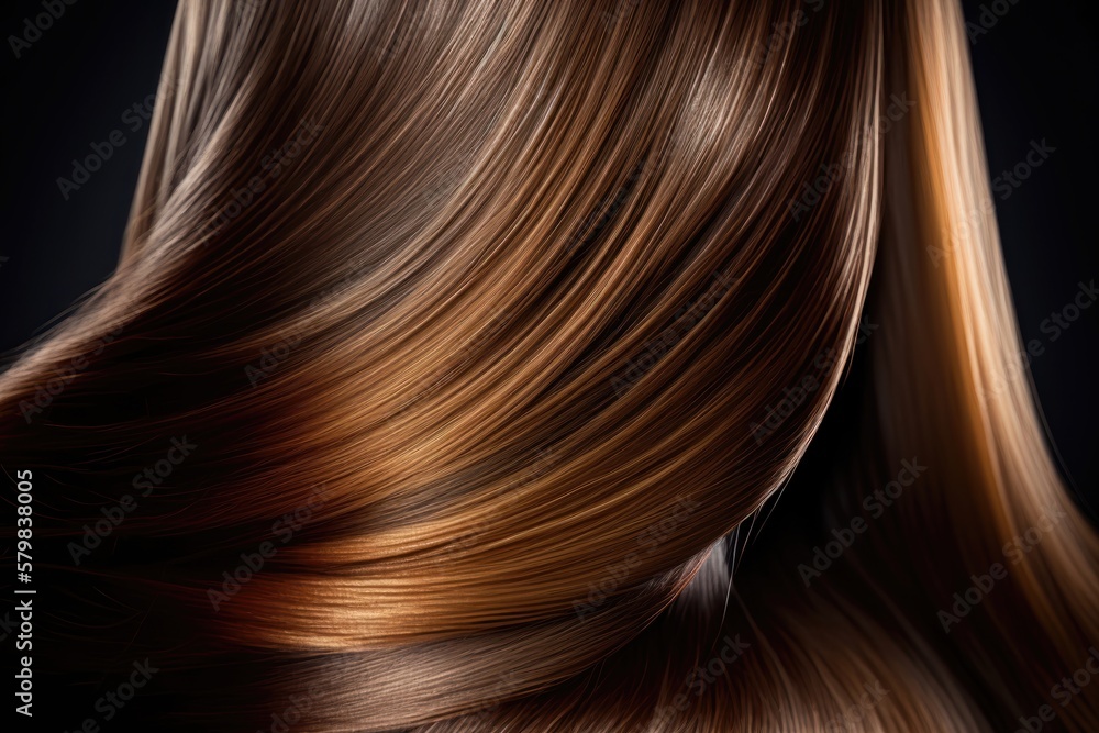 Beautiful healthy shiny hair texture with highlighted golden streaks ...
