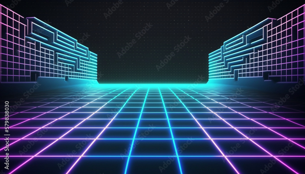 abstract 1980s retrowave cyberpunk background Stock Illustration ...