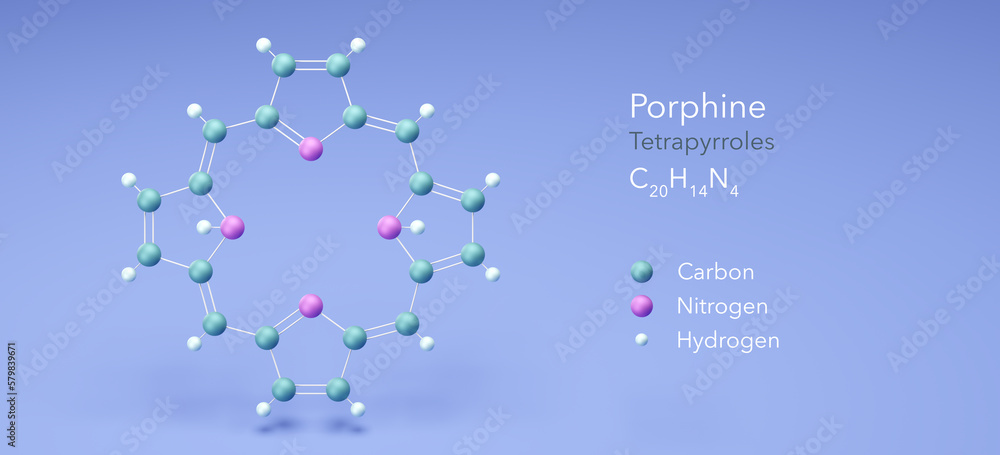 porphine molecule, molecular structures, porphin, 3d model, Structural ...