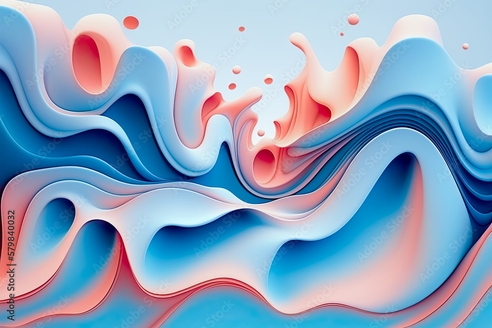 Abstract Coral Blue Pastel Fluid Texture Wave Background. Generative Ai ...