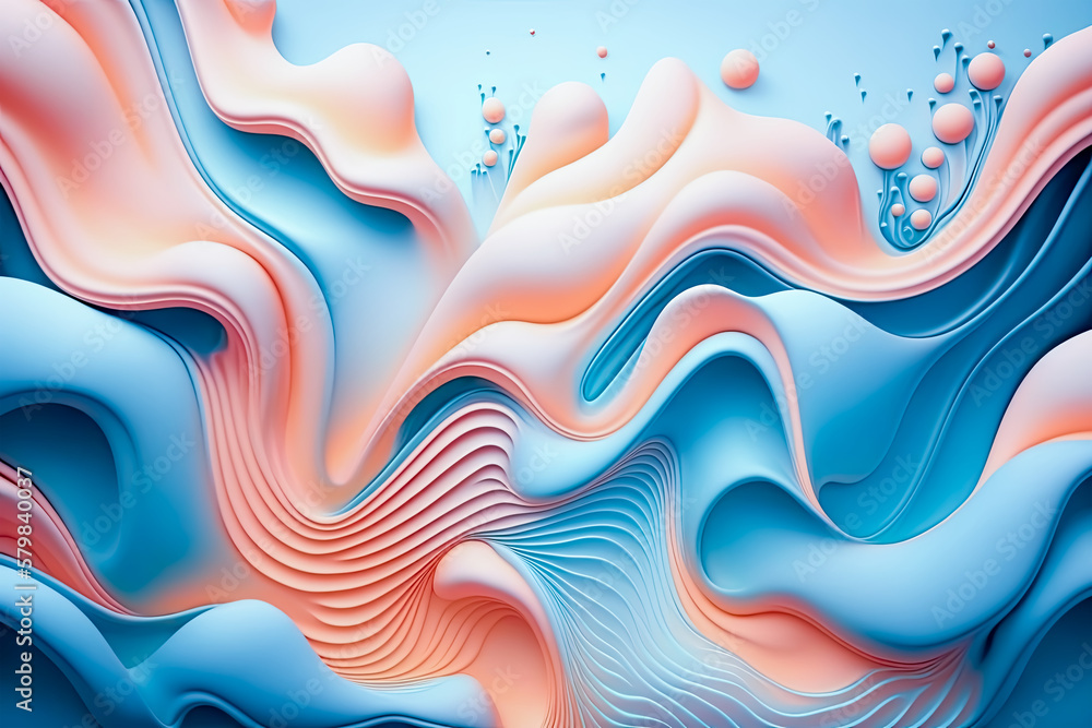 Abstract Coral Blue Pastel Fluid Texture Wave Background. Generative Ai ...