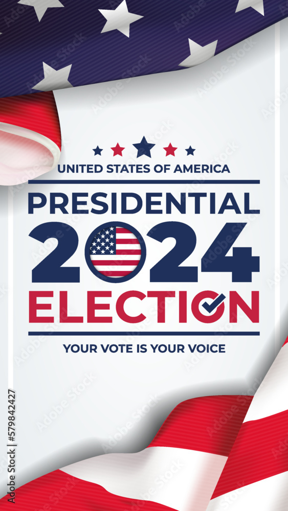 Vertical illustration vector graphic of united states flag, presidental ...