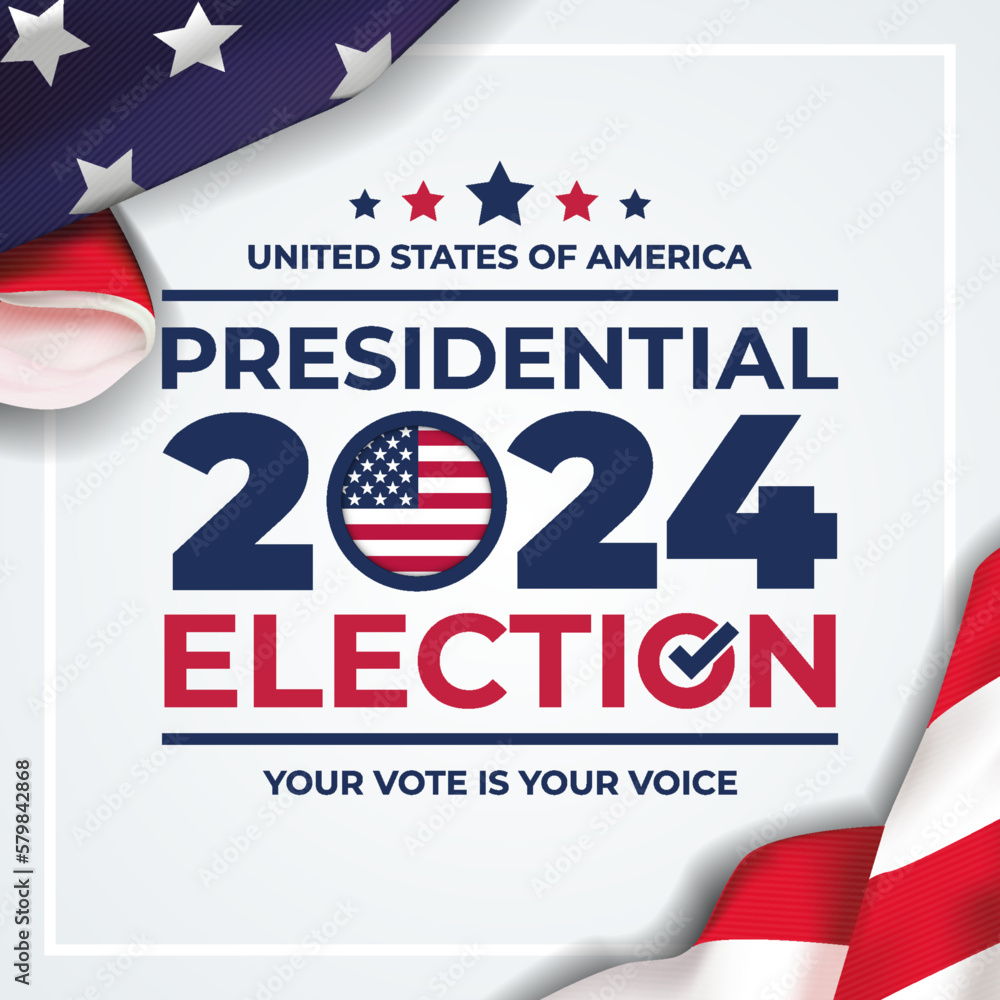 Square illustration vector graphic of united states flag, presidental ...