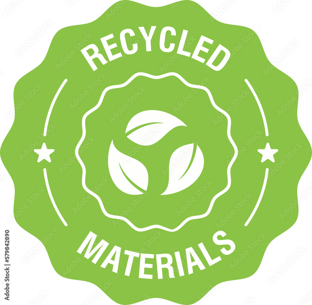 Recycled materials illustration icon, logo, badge or label Stock ...