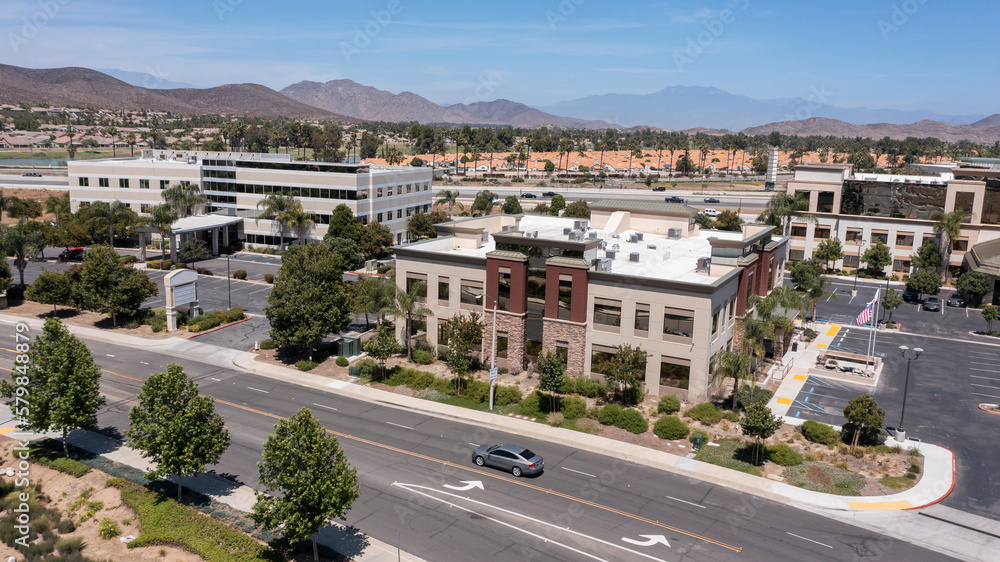 Daytime view of the downtown urban core of Menifee, California, USA ...