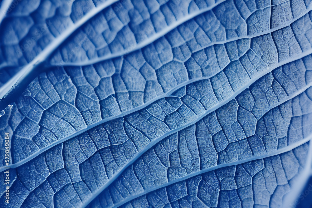 Zoom Blue Leaf Veins Pattern created with Generative AI Technology ...