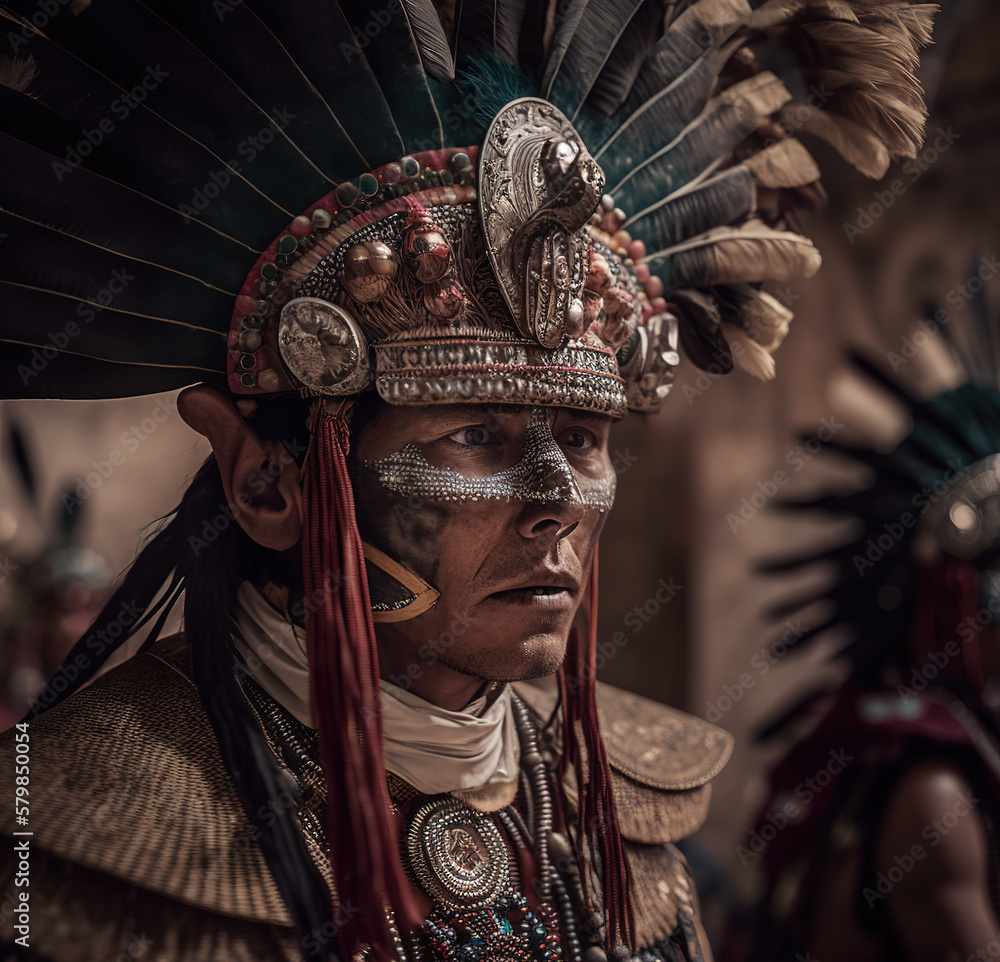 Chiefs of various tribes and villages wearing traditional costumes and ...