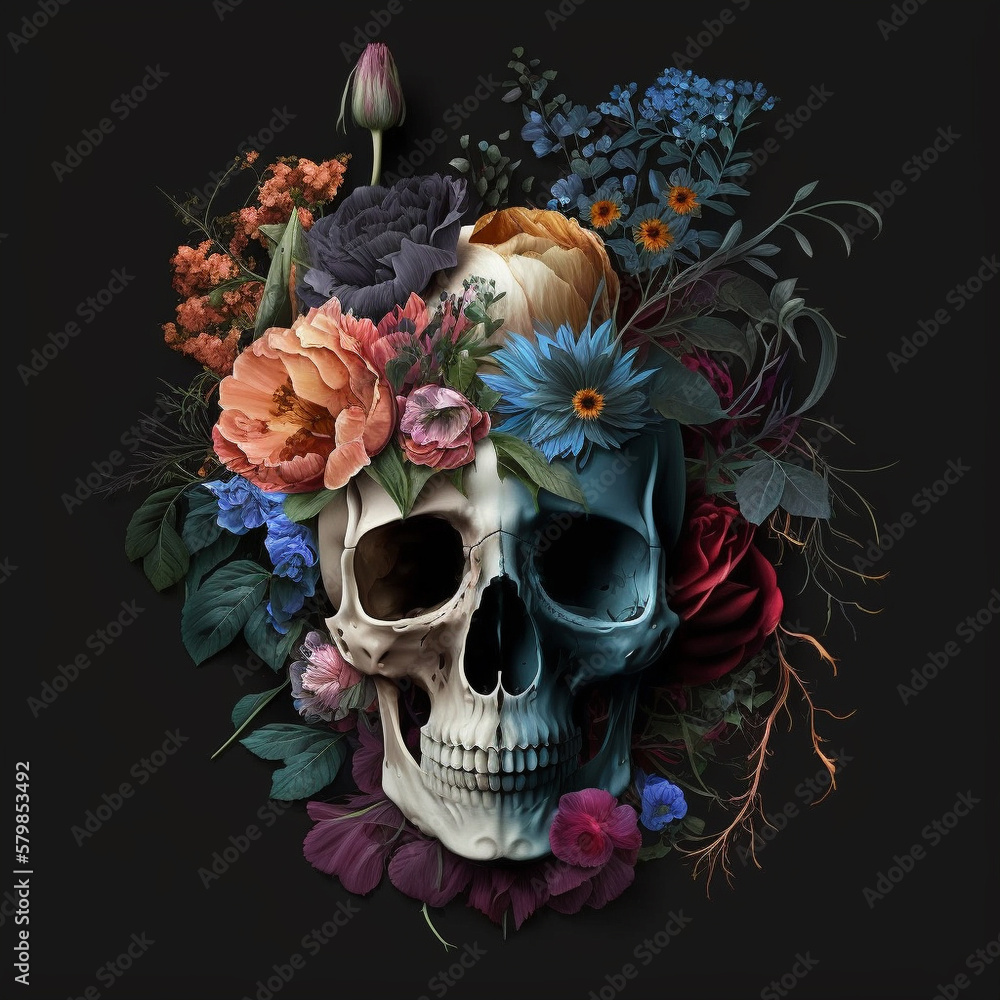 The skull was a vision of death and beauty, its bones and flowers ...
