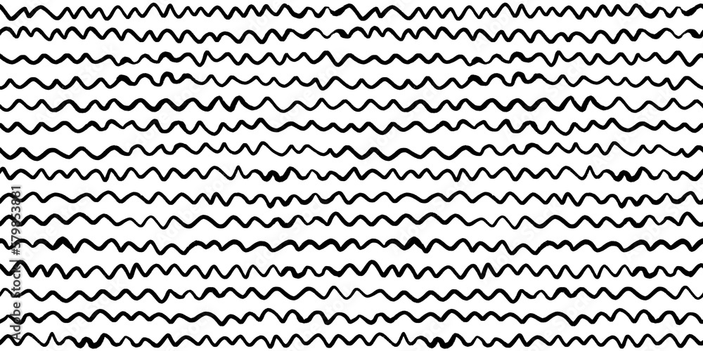 Seamless horizontal squiggly stripes pattern made of wonky hand drawn ...