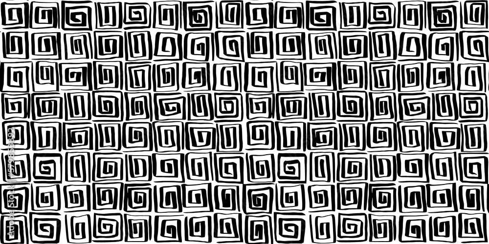 Seamless Egyptian motif or Greek key pattern of wonky hand drawn black ...