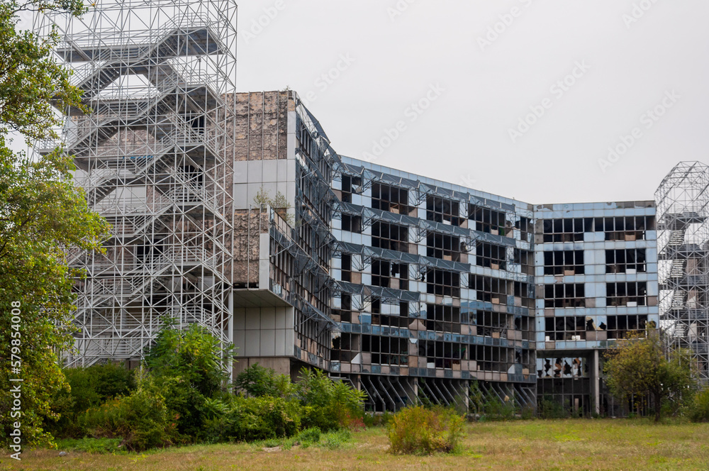 Old destroyed unfinished hospital in the Croatian capital Zagreb in ...
