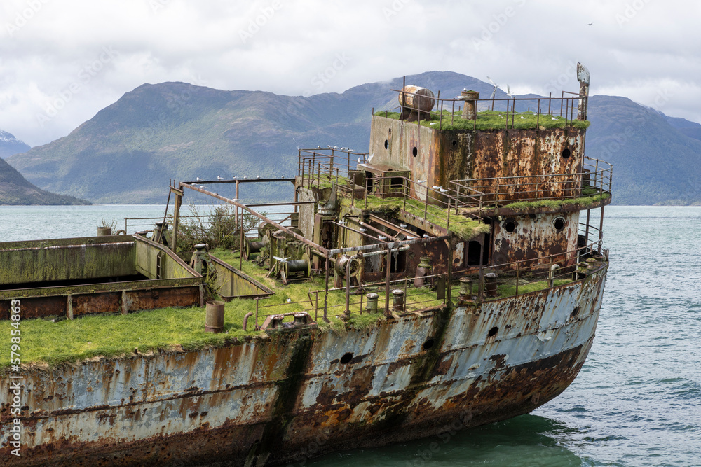 Wreck of MV Captain Leonidas, a freighter that ran aground on the Bajo ...