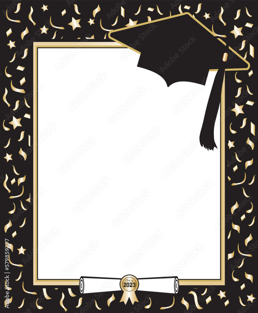 Black Graduation Poster Template Invitation Announcement Stock Vector ...