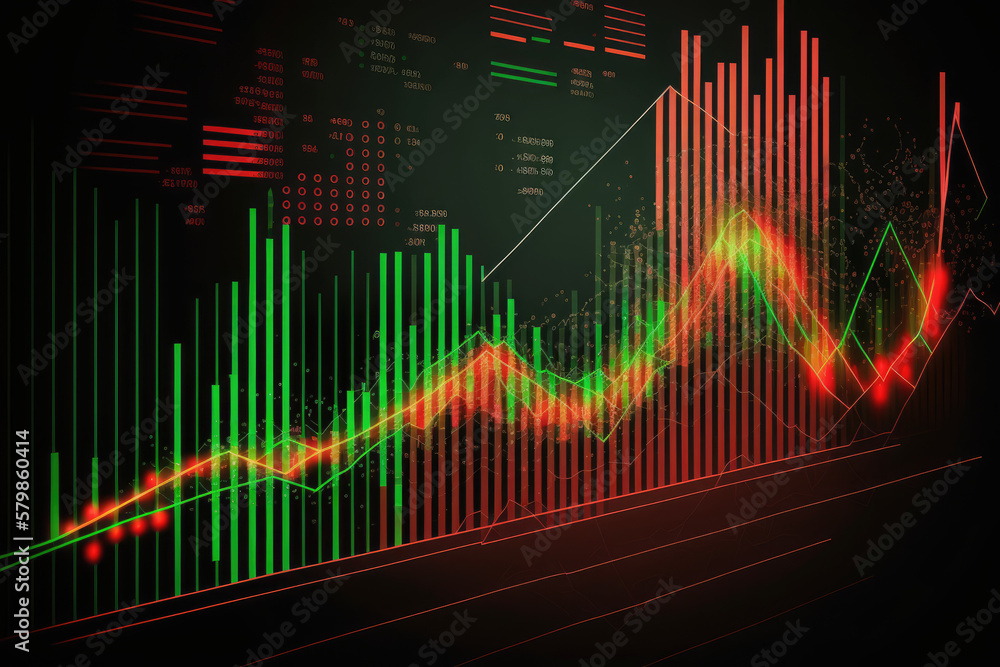 Financial graphs glowing lines and diagram on digital screen ...