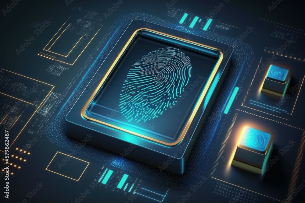 Digital biometri, security identify by fingerprint concept. Scanning ...