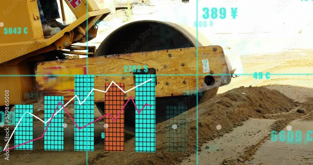 Vidéo Stock Animation of graphs and numbers with currency symbols over ...
