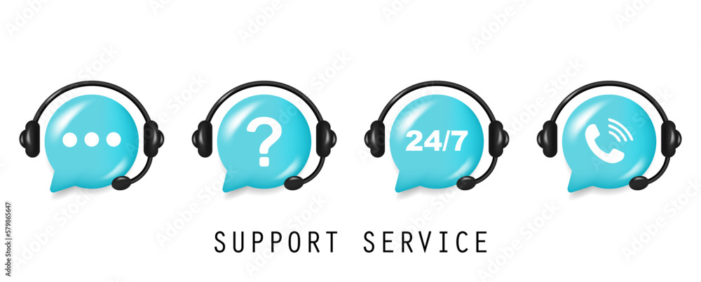 Vektorová grafika „Customer Support Icons,Service Desk Symbols,Helpdesk ...