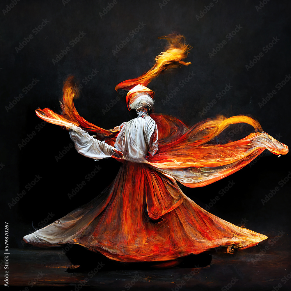 Turkish Sufi dervish dance- Created with Generative AI Technology Stock ...